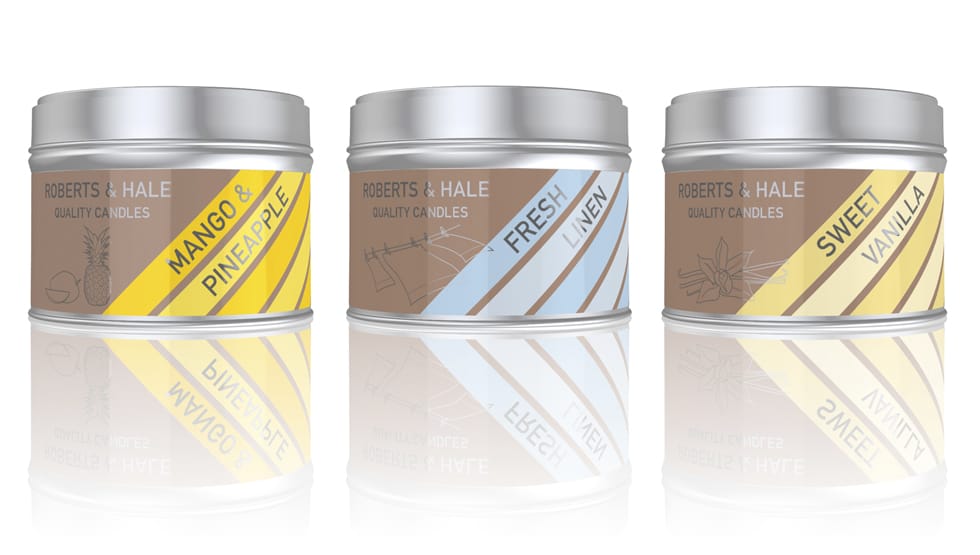 Roberts & Hale private label brand candles - Paul Cartwright Branding